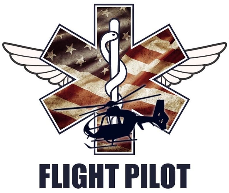 Weathered American Flag Flight Pilot EMS Star of Life Vinyl Sticker ...