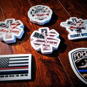 Weathered American Flag Flight Paramedic Medic EMS Star of Life Vinyl ...