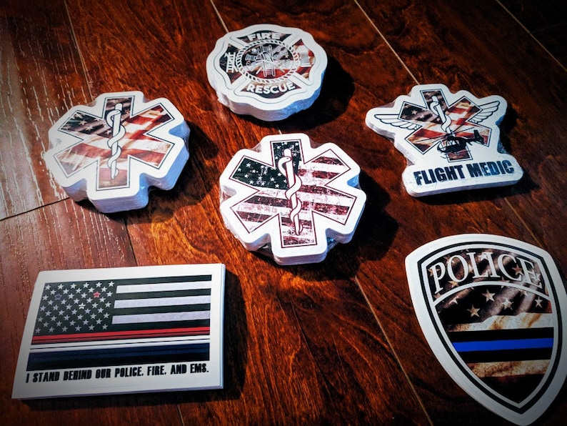 Weathered American Flag Flight Paramedic Medic EMS Star of Life Vinyl ...