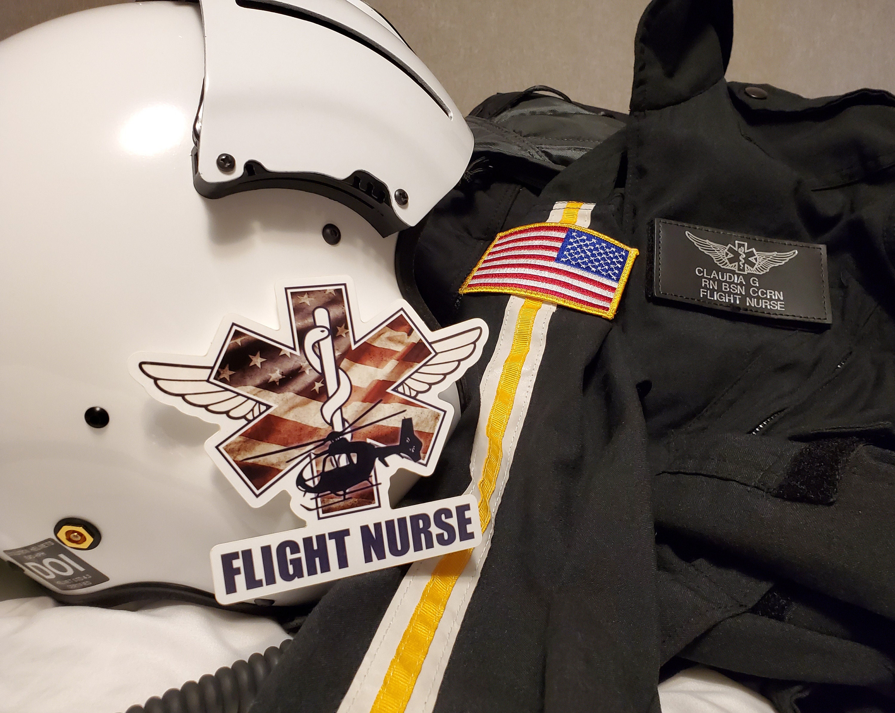 Weathered American Flag Flight Paramedic Medic EMS Star of Life Vinyl ...