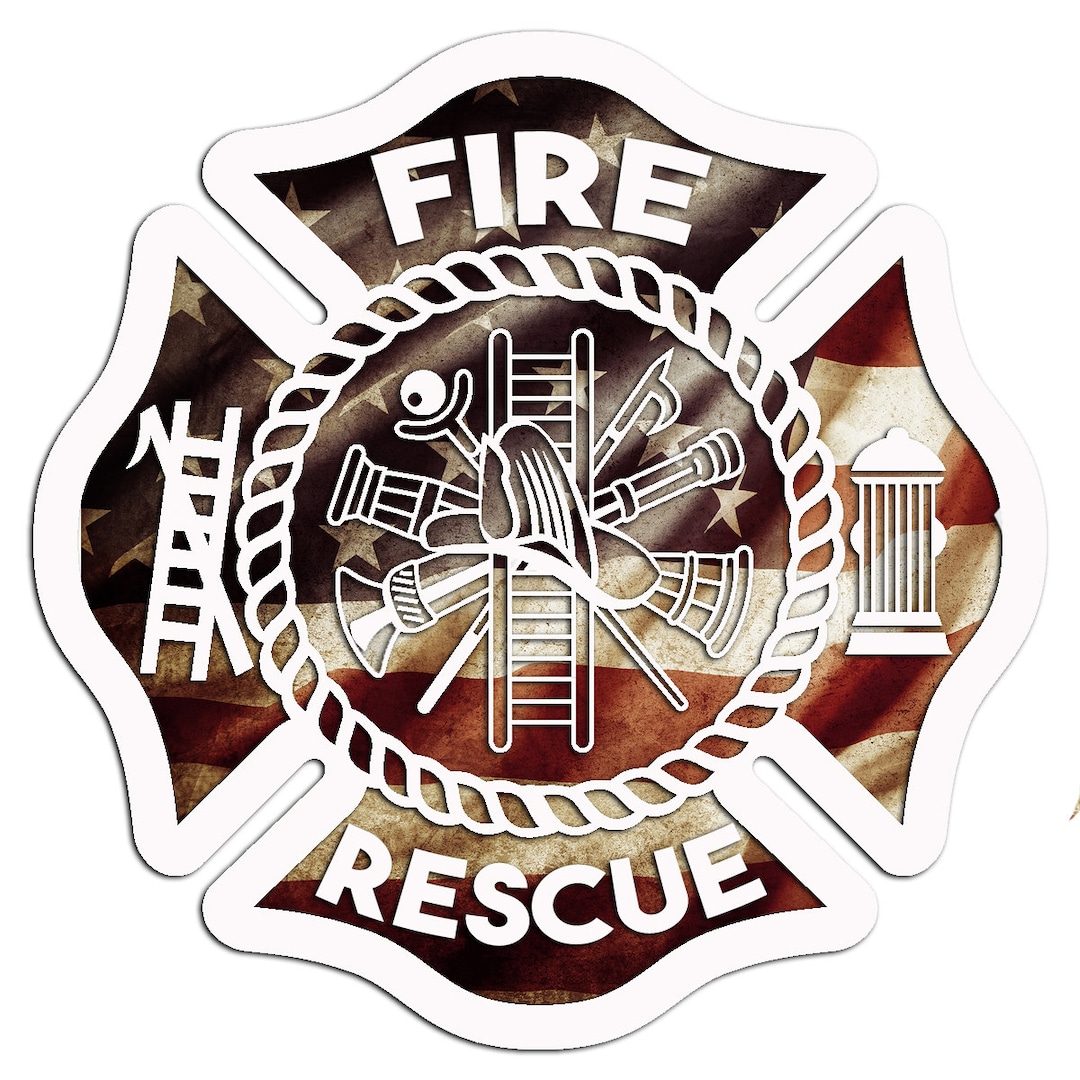 Weathered American Flag Firefighter Fire Rescue Department Vinyl Die ...