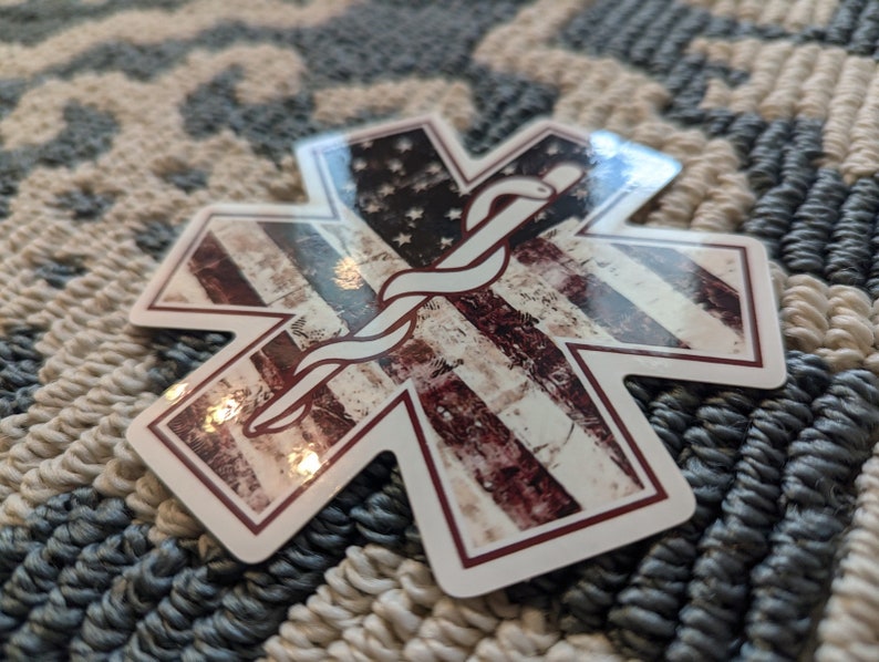 Distressed American Flag Paramedic/emt/emr EMS Star of Life Vinyl ...