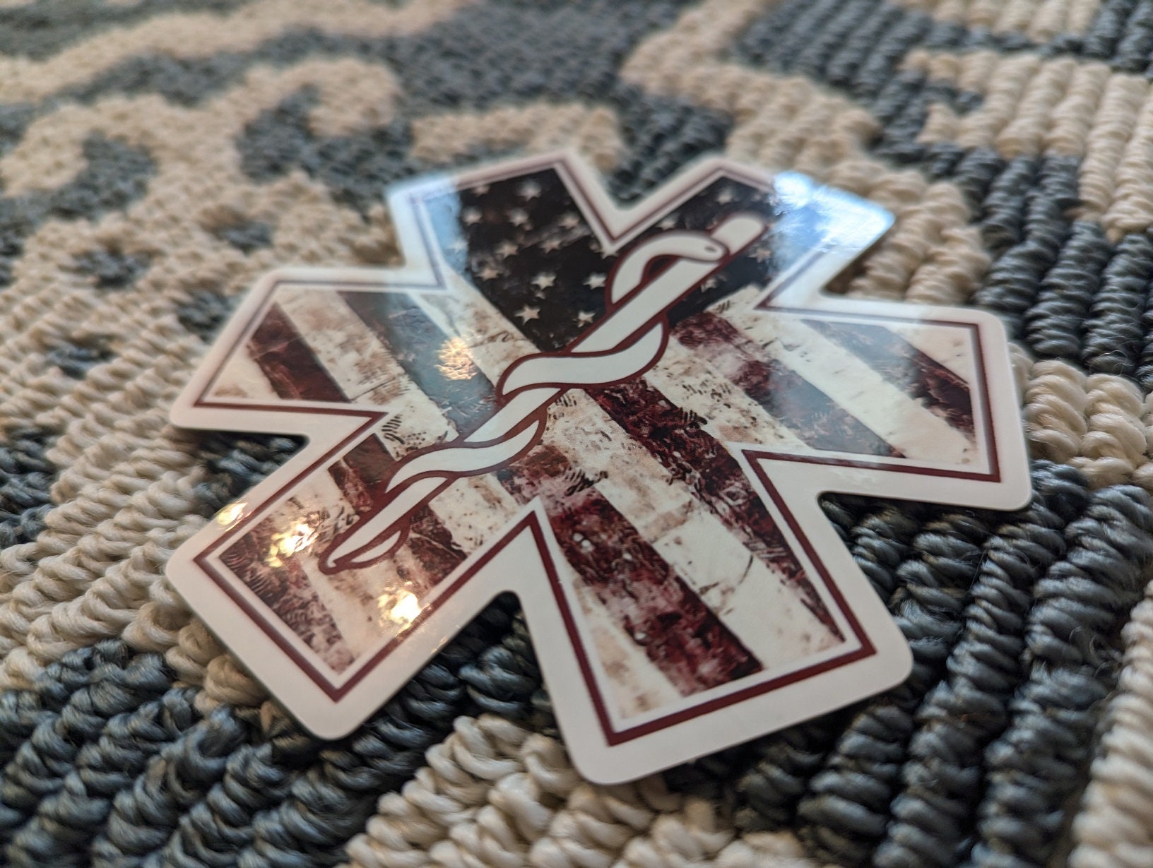 Distressed American Flag Paramedic/emt/emr EMS Star of Life Vinyl ...