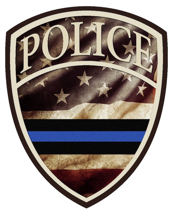 Police American Flag Badge Thin Blue Line Vinyl Die Cut Etsy