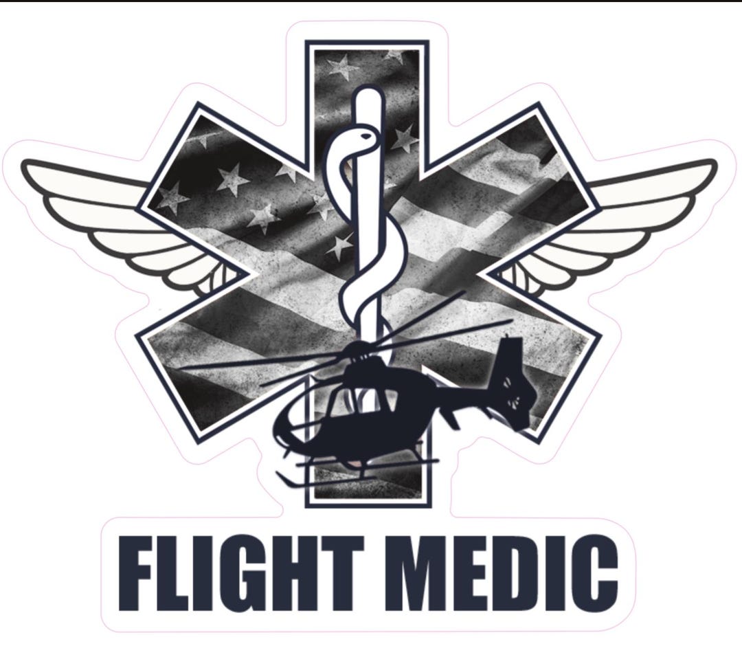 Subdued/grayscale American Flag Flight Paramedic Medic EMS Star of Life ...