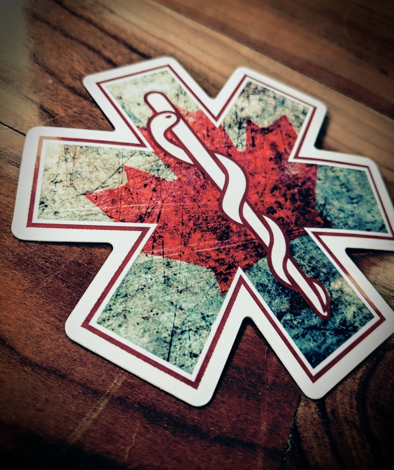 Distressed Canadian Flag Paramedic/emt/emr EMS Star of Life Vinyl ...