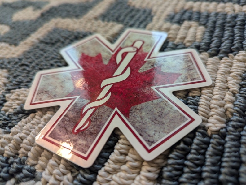 Distressed Canadian Flag Paramedic/emt/emr EMS Star of Life Vinyl ...