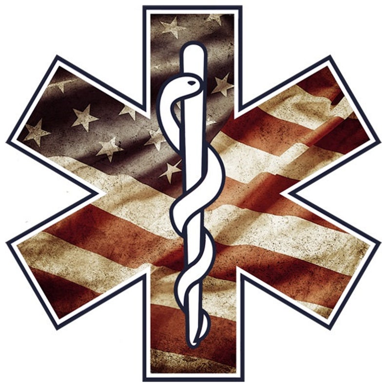 Weathered American Flag Paramedic/emt/emr EMS Star of Life Vinyl ...