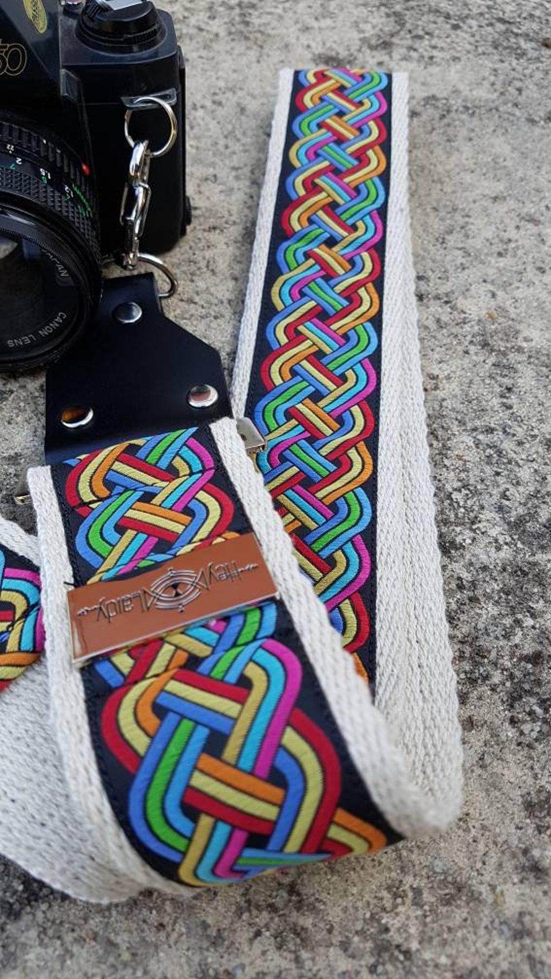 Vintage Style Camera Strap: Hemp Webbing and Jacquard Ribbon - Etsy