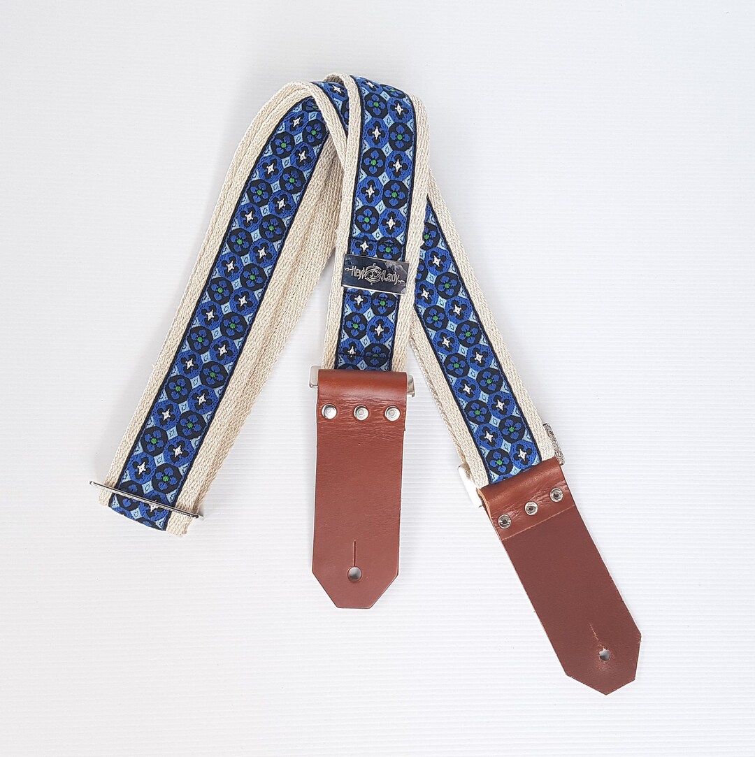 Guitar Strap – 'shark Fin Blue' Vintage Style Hootenanny Strap on Eco ...