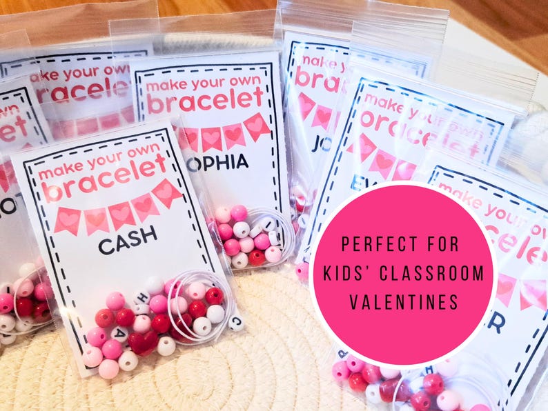 Valentines Day Classroom Activity, Personalized DIY Bracelet Making Kit ...