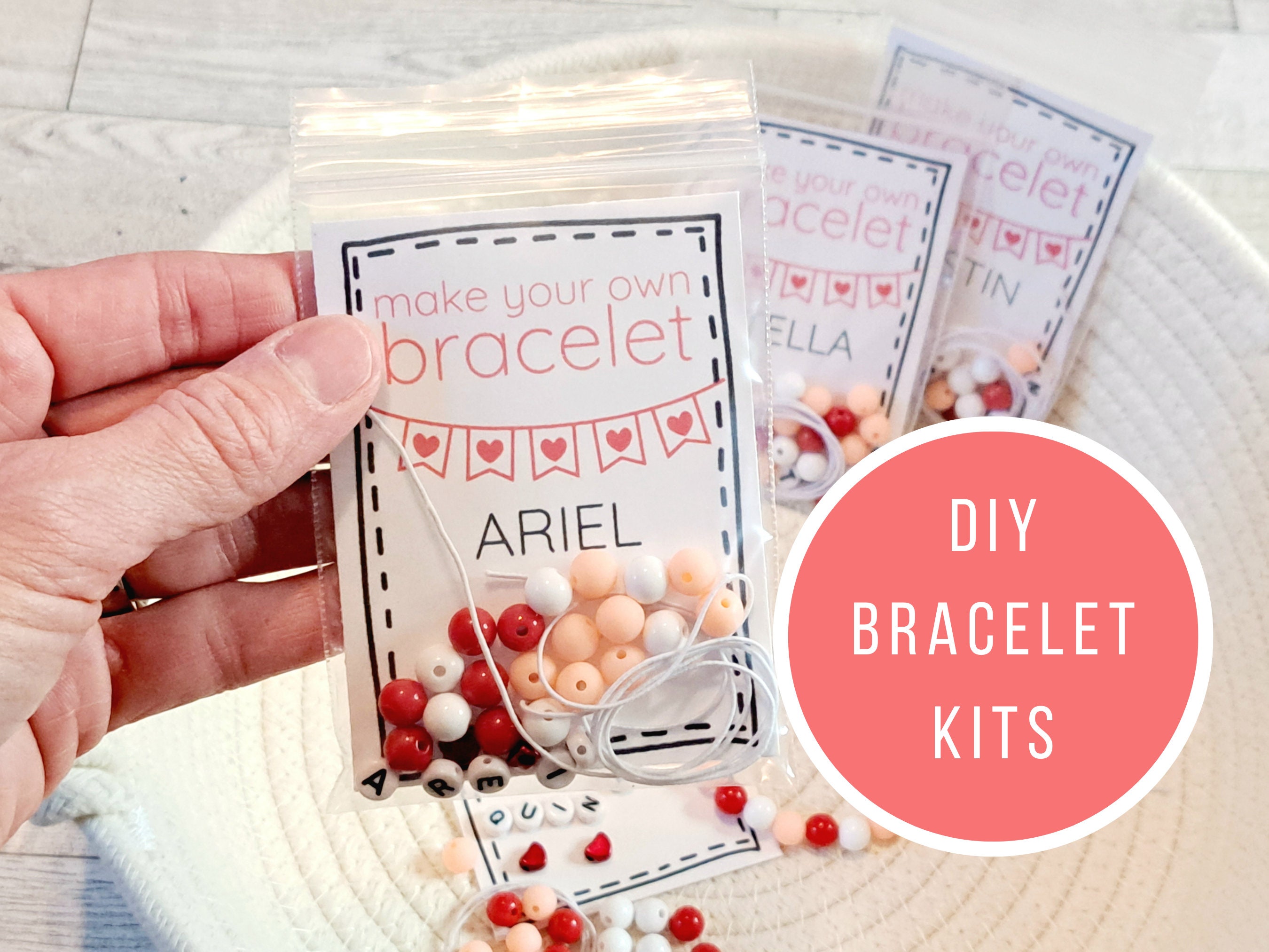 Personalized Valentines Day Bracelet Making Kit, Kids Valentines Day ...