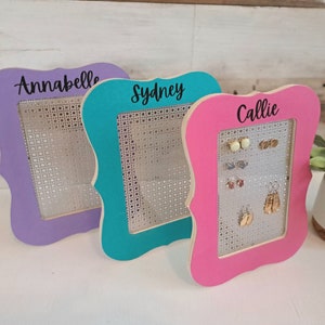 Personalized Kids Earring Holder for Little Girl, Custom Name Stud ...