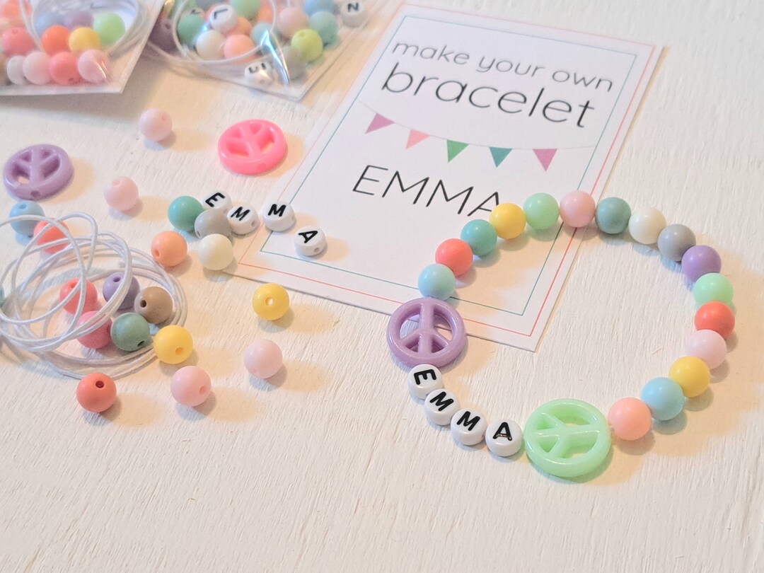 Personalized Girls Bracelet Making Kit, Kids Birthday Party Craft Kit ...