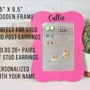 Personalized Kids Earring Holder for Little Girl, Custom Name Stud ...