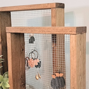 Free Standing Earring Holder, Chicken Wire Jewelry Organizer, Mesh ...