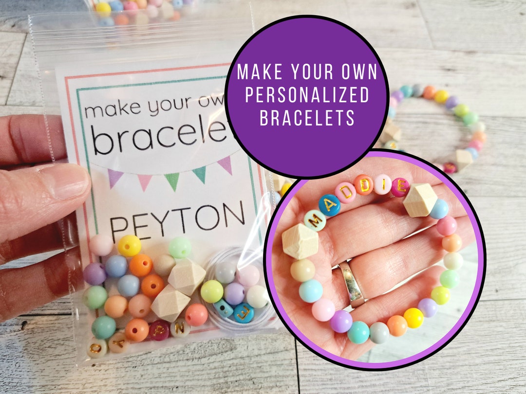 Kids Summer Craft Personalized Bracelet Making Kit, Custom Name Girls ...