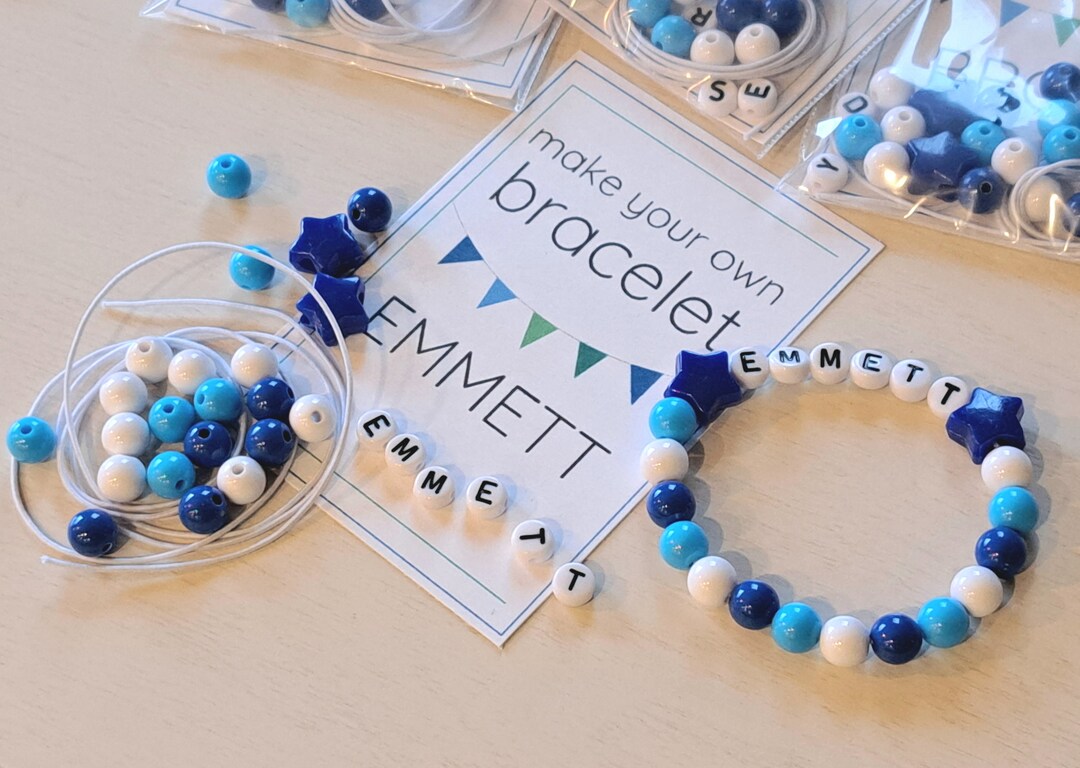 Personalized Boys Bracelet Making Kit, Birthday Party Craft Kit, Kid ...