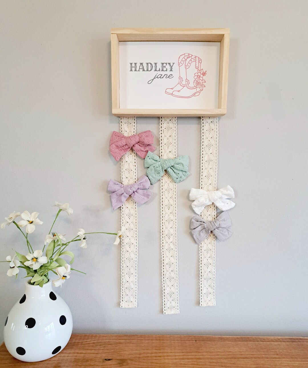 Personalized Western Nursery Baby Bow Holder, Cowgirl Nursery Decor Bow ...