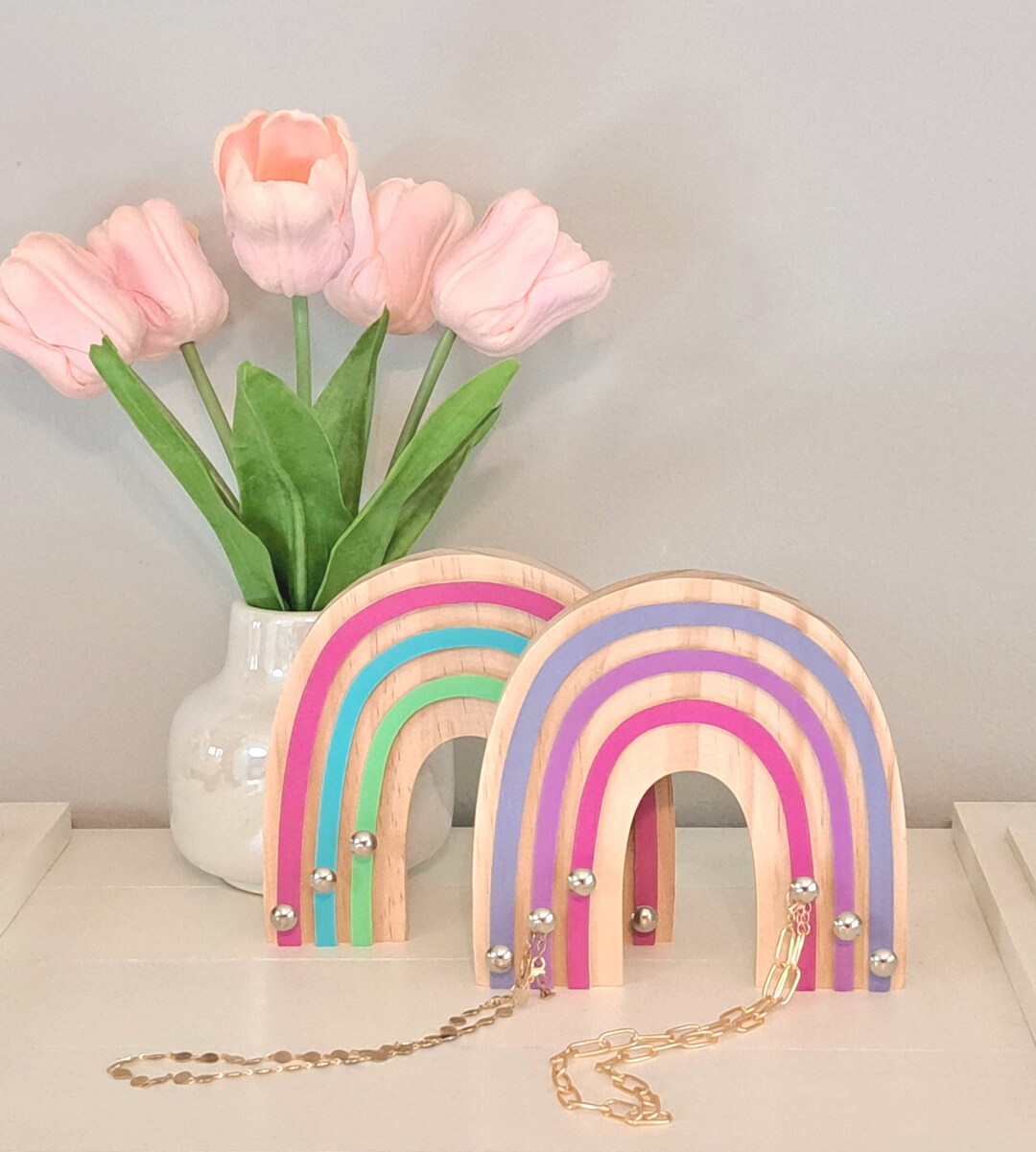 Rainbow Necklace Holder, Kids Jewelry Holder, Rainbow Necklace Hanger ...