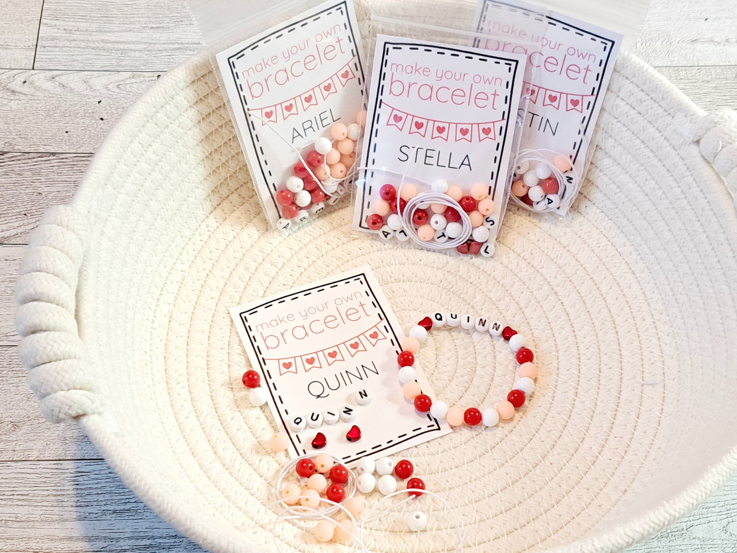 Personalized Valentines Day Bracelet Making Kit, Kids Valentines Day ...