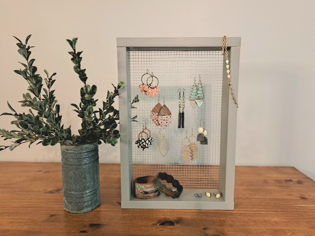 Chicken Wire Earring Holder Gray, Free Standing Mesh Earring Holder ...