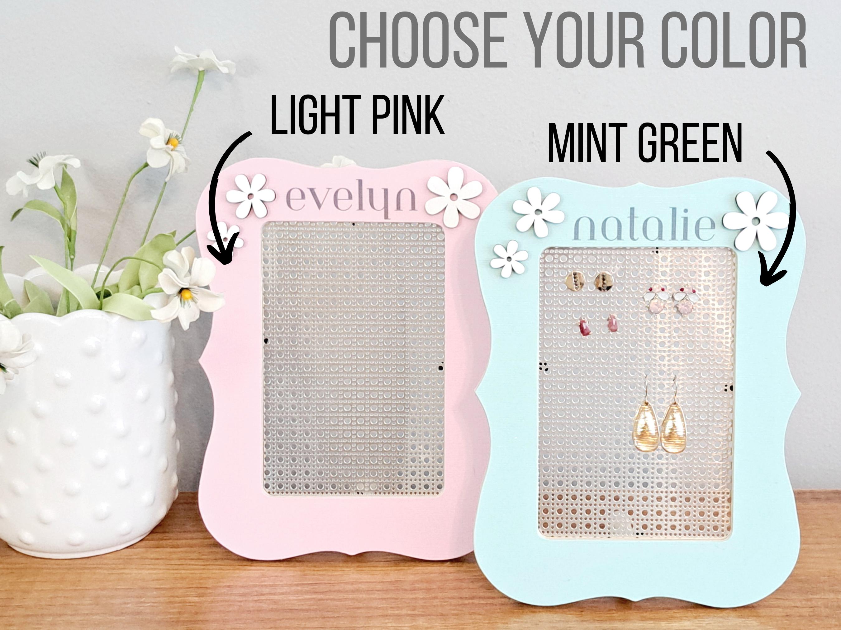 Personalized Earring Holder for Little Girl, Pink Daisy Earring ...
