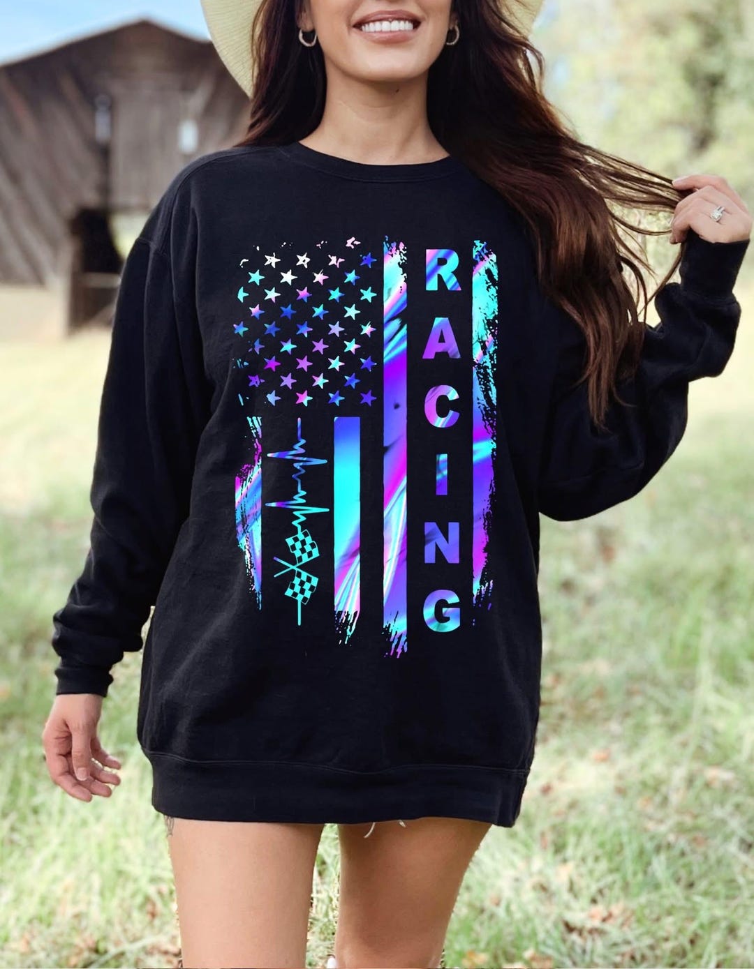 Racing, American Flag, Stars and Stripes, Checkered Flag, Heartbeat of ...