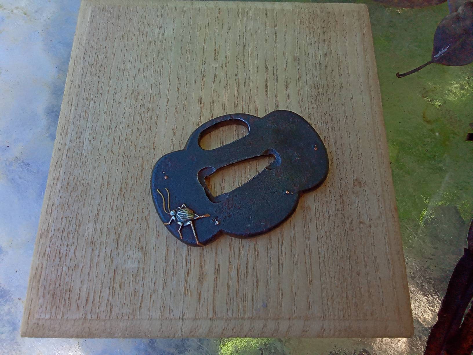 Japanese Edo Era Small Tsuba Kinko Sword Fitting Silver Insect Great ...