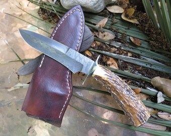 Stag Handled Damascus Knife Gordon Romeis Custom Knife | Etsy
