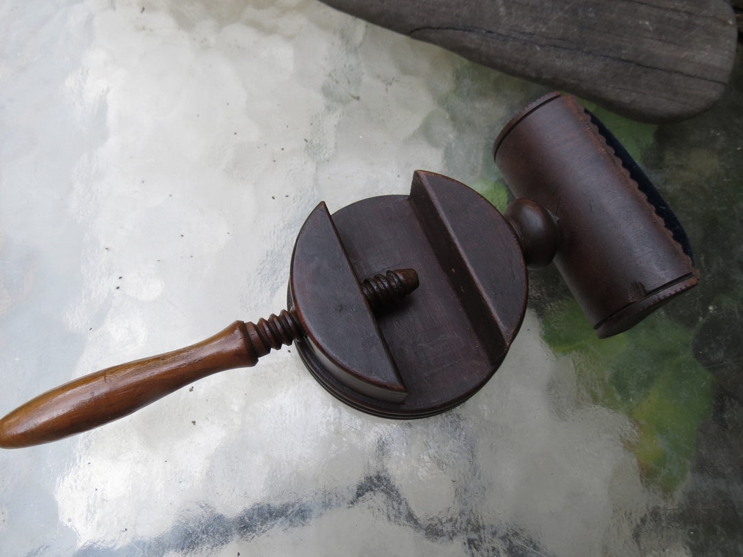 Victorian Sewing Clamp Pincushion: Antique Wood, Blue Velvet - Etsy