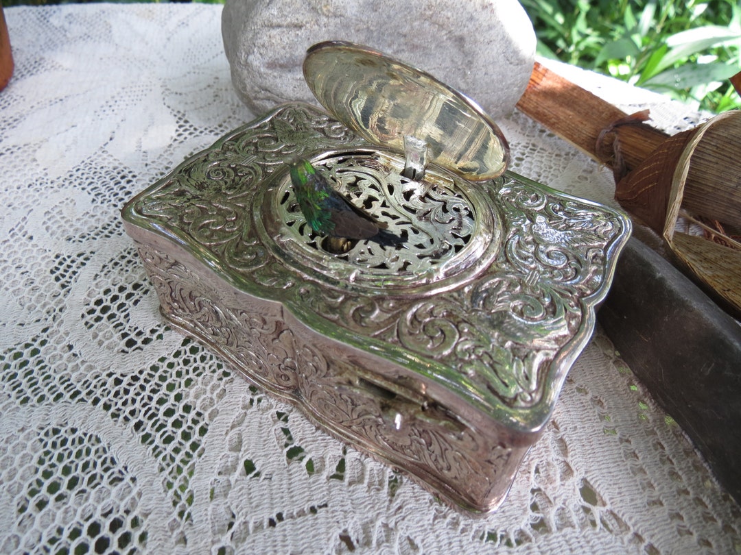 Sterling Silver Singing Bird Automaton Box - German Mechanical Antique ...