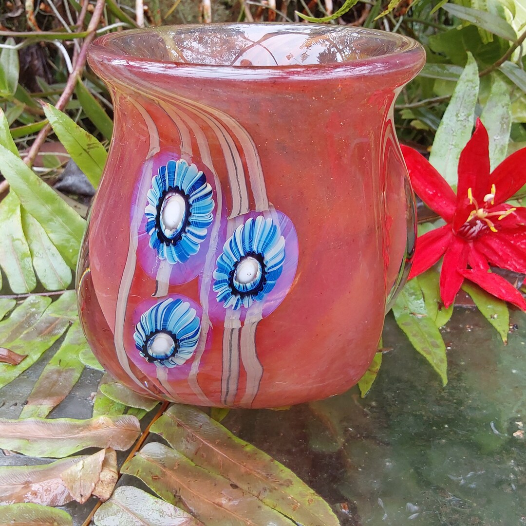 Robert Eickholt Art Glass Vase Stunning Red Seascape Anemones Hand ...