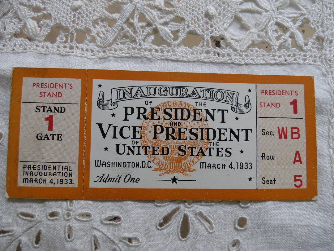 1933 Roosevelt Inauguration Ticket - Unused Political Memorabilia - Etsy