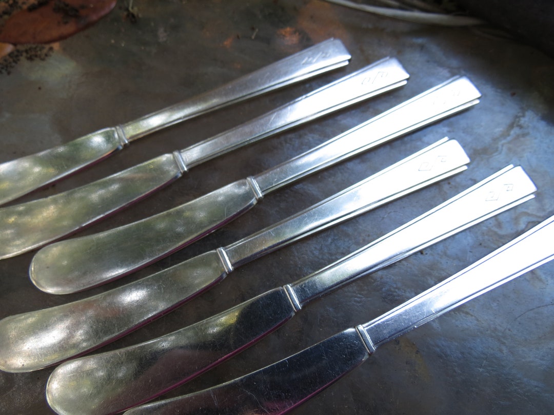 Art Deco Butter Knives - Rogers, Lunt & Bowlen Sterling - Set of Six ...