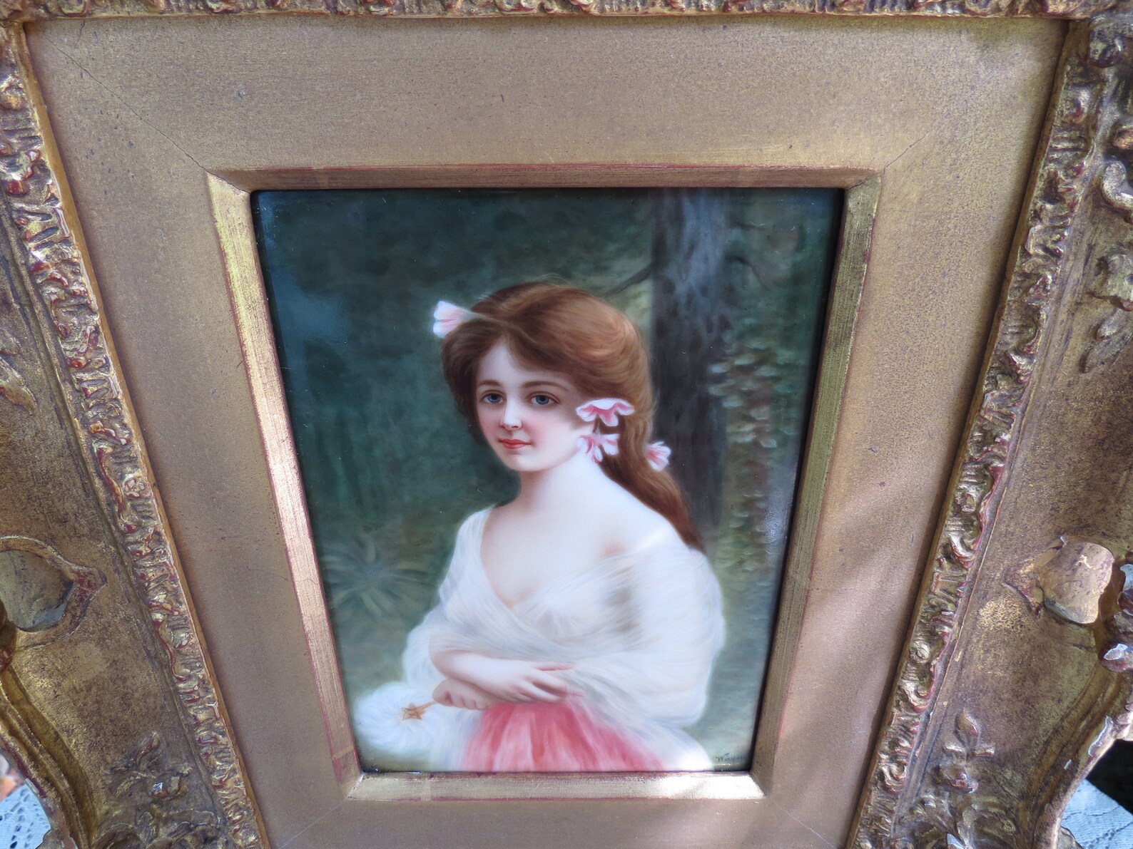 Wagner Porcelain Portrait Framed Victorian Painting Signed - Etsy