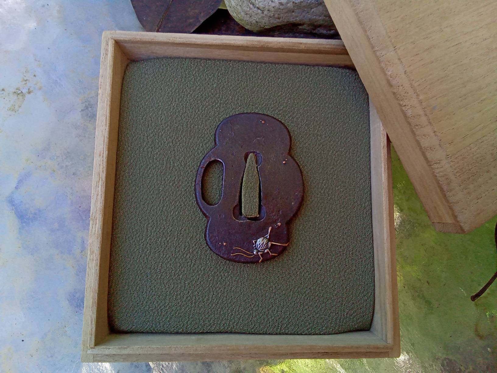 Japanese Edo Era Small Tsuba Kinko Sword Fitting Silver Insect Great ...