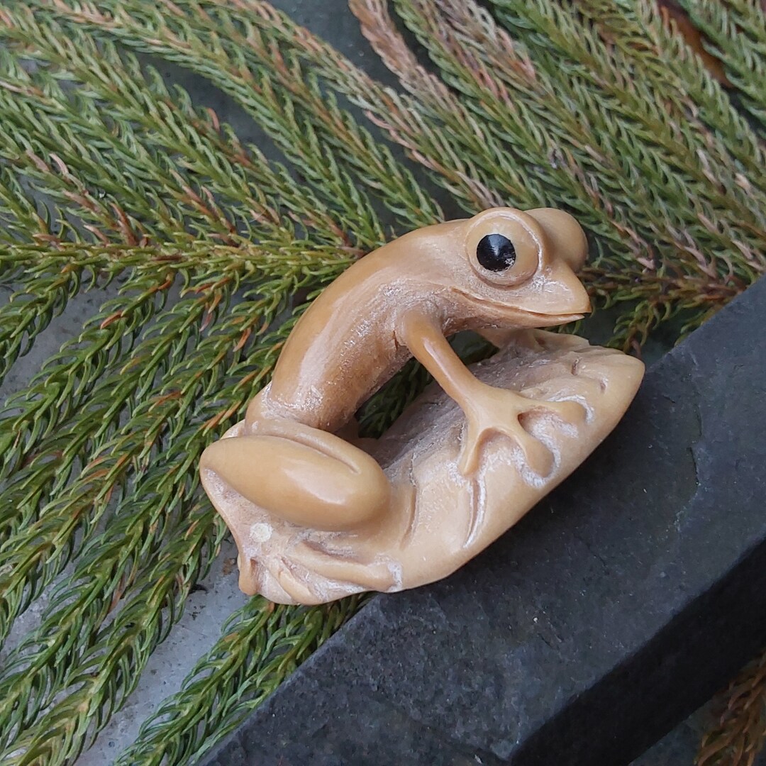 Carved Tagua Nut Frog Netsuke: Japanese Figurine - Etsy