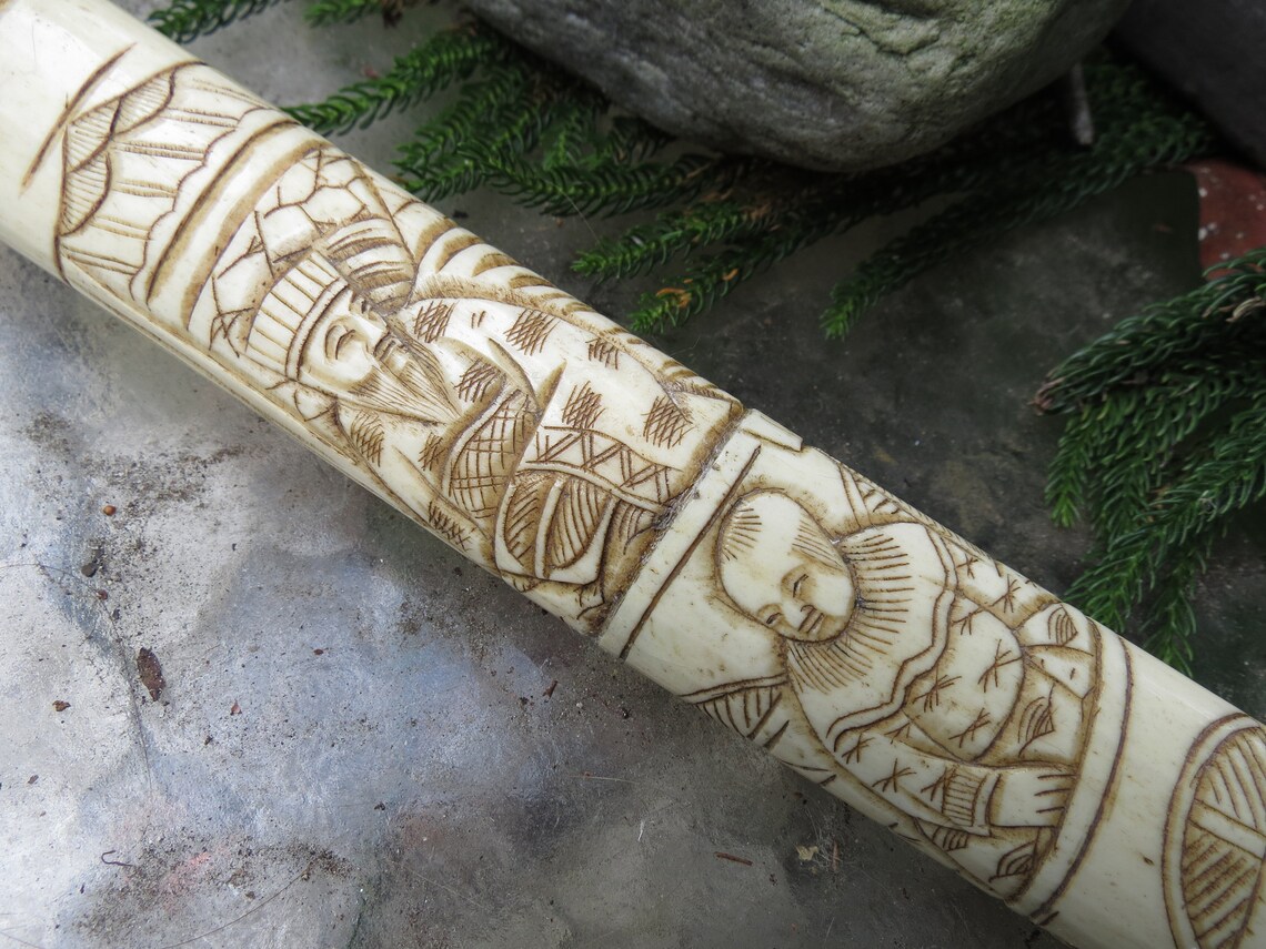 Japanese Knife Carved Bone Handle and Scabbard Old Hand | Etsy