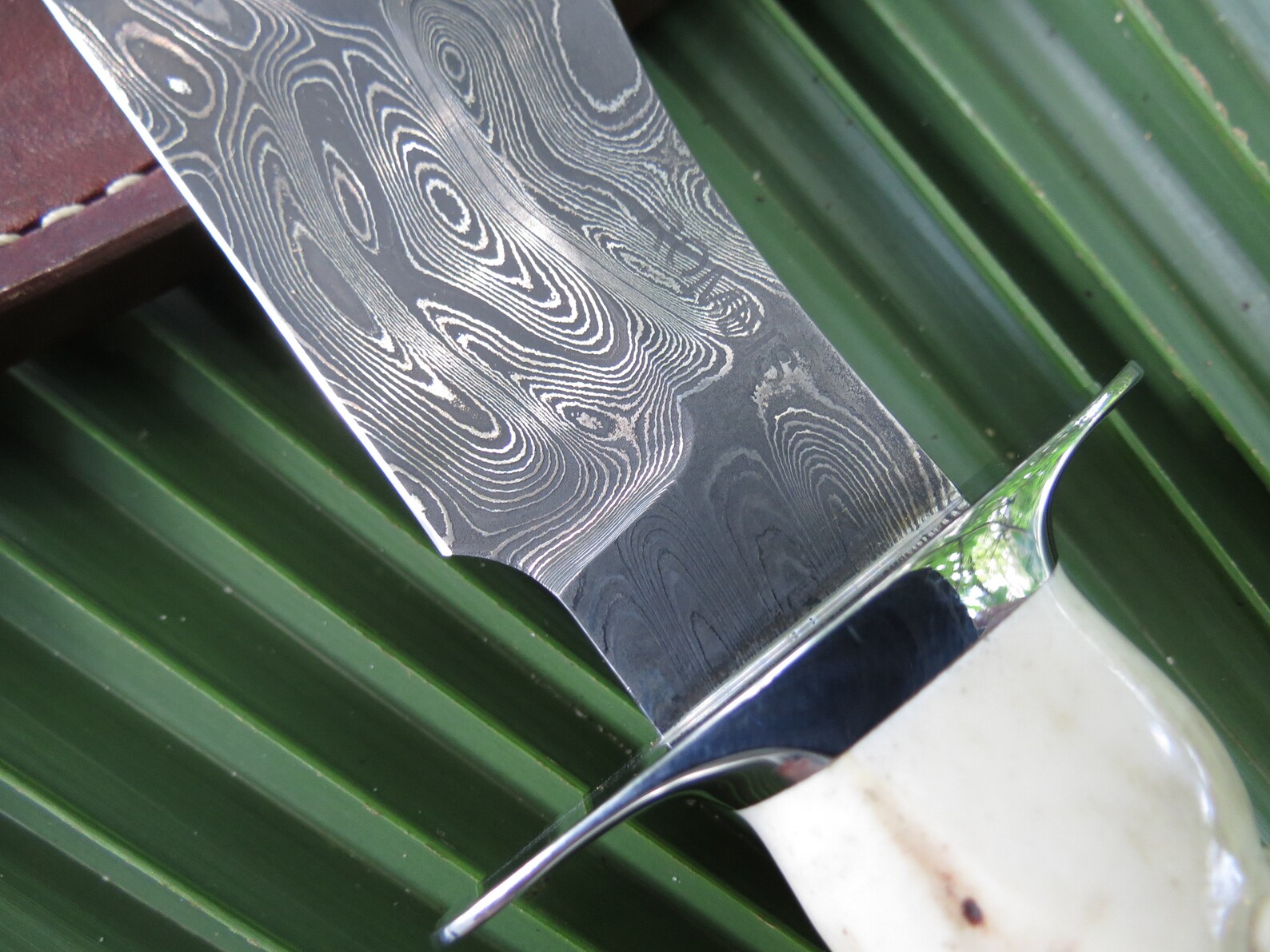 Stag Handled Damascus Knife Gordon Romeis Custom Knife Fantastic Carved ...