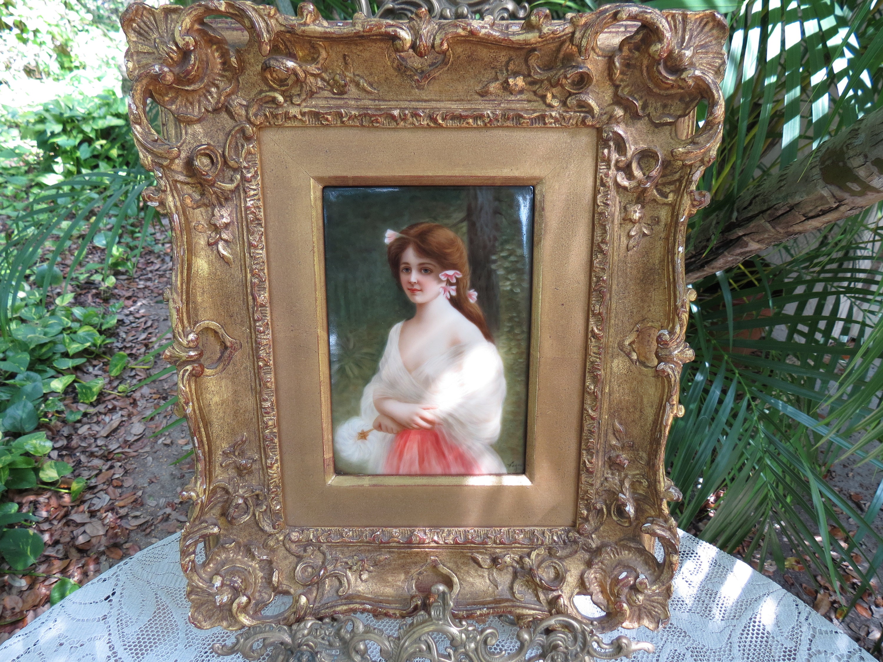 Wagner Porcelain Portrait Framed Victorian Painting Signed - Etsy