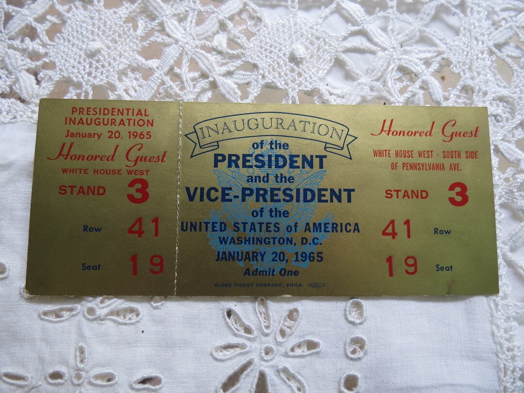 Johnson Presidential Inauguration Ticket - 1965 - Lyndon B. Johnson ...