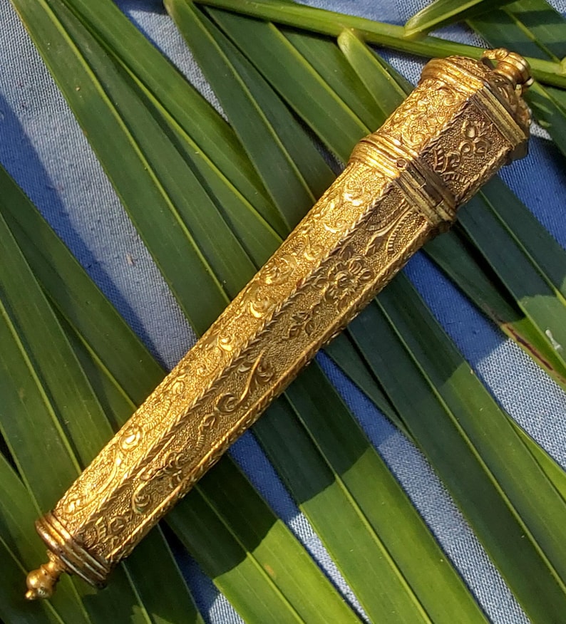 French Gilded Bodkin Case: Georgian Doré Bronze Sewing Collectible - Etsy