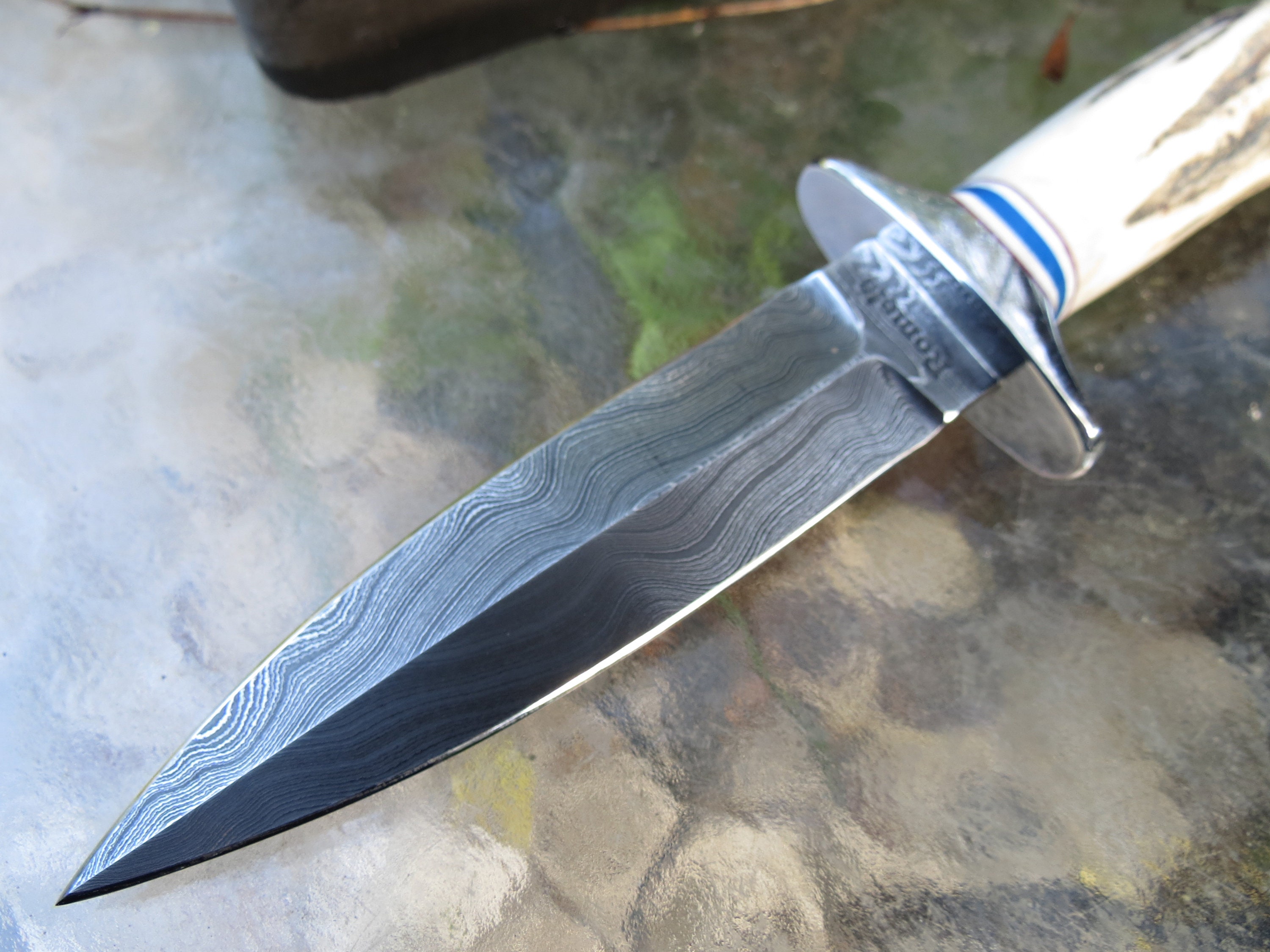 Stag Handle Carved Lion Damascus Knife Gordon Romeis Fantastic Custom ...