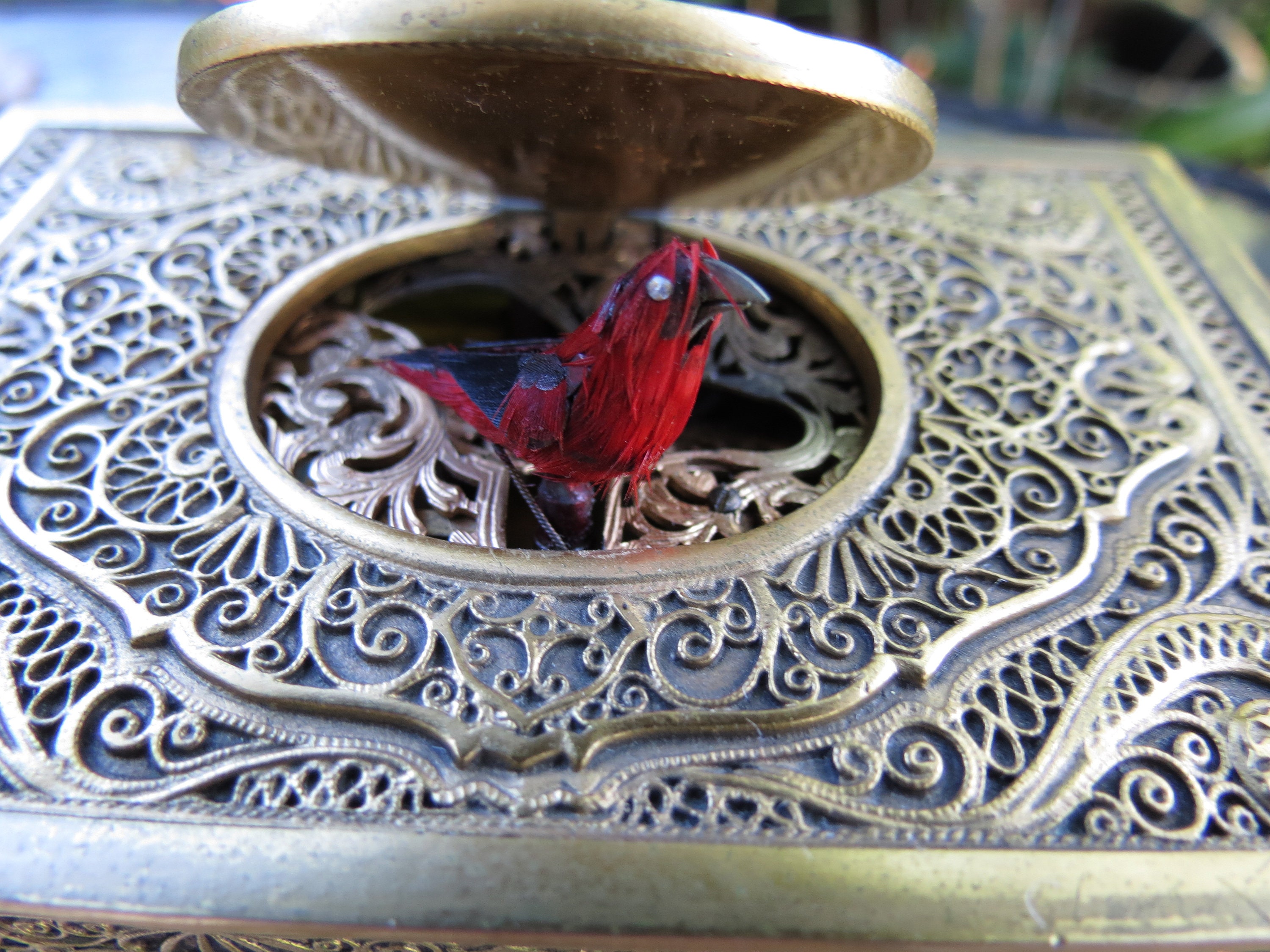 Antique Singing Bird Automaton Box: Doré Bronze Filigree Case, Serviced ...