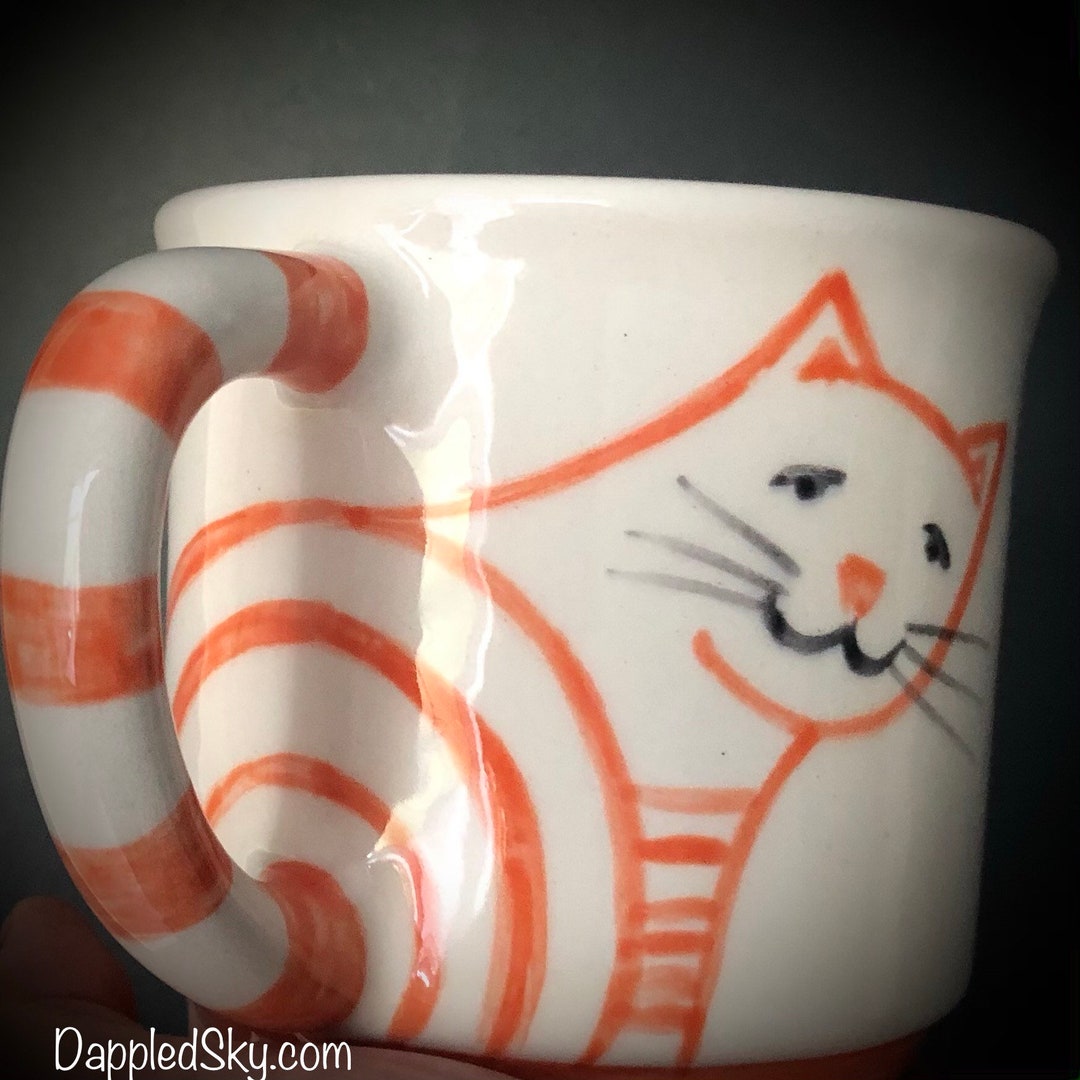 Cat Bum Mug / Ginger Cat / Made to Order / Hand Made and Hand Painted ...