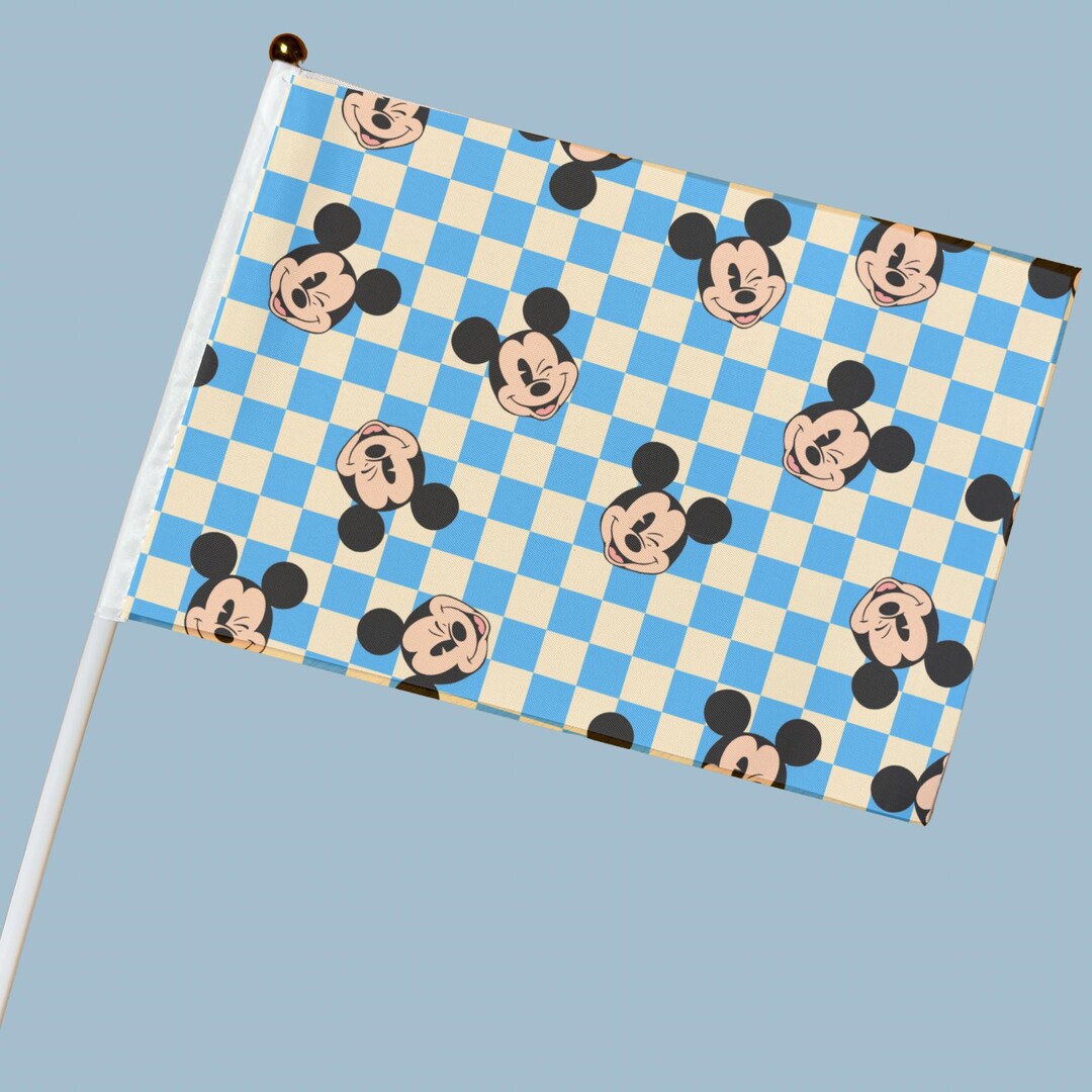 Mini Stroller Flag With Clip | Checkered Mouse Blue | Theme Park ...