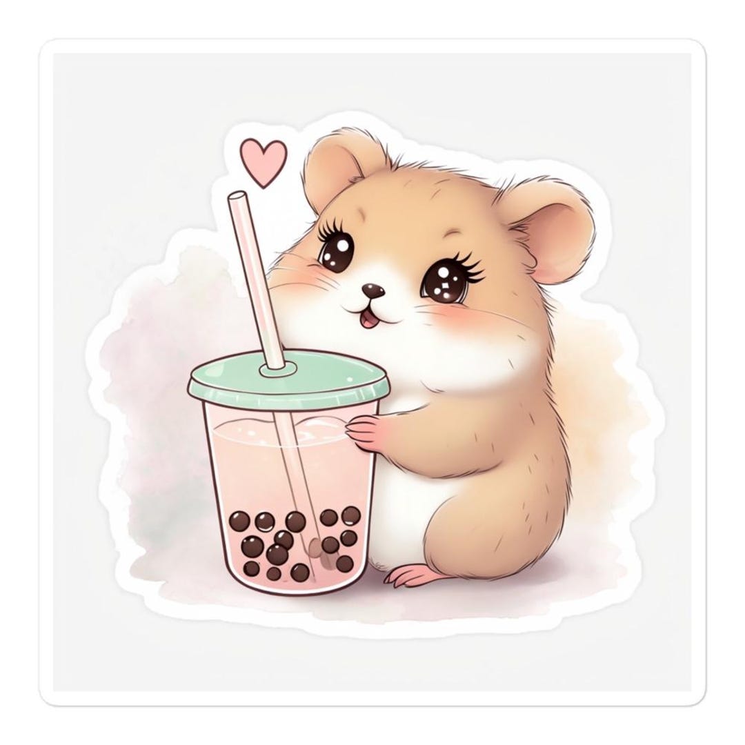 Hamster Boba Tea Sticker, Bubble-free Vinyl Decal - Etsy