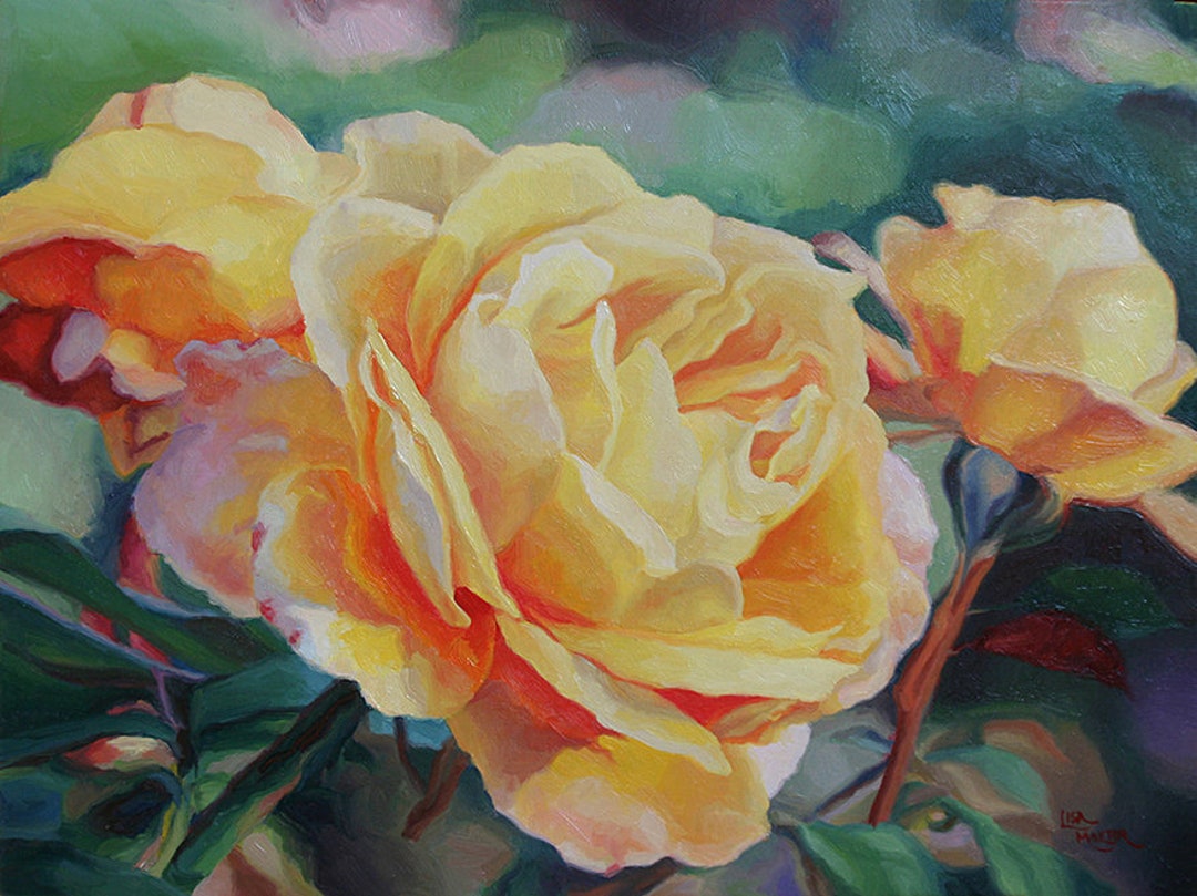 Rose Painting Print, Rose Painting, Rose Art Print, Yellow Rose ...