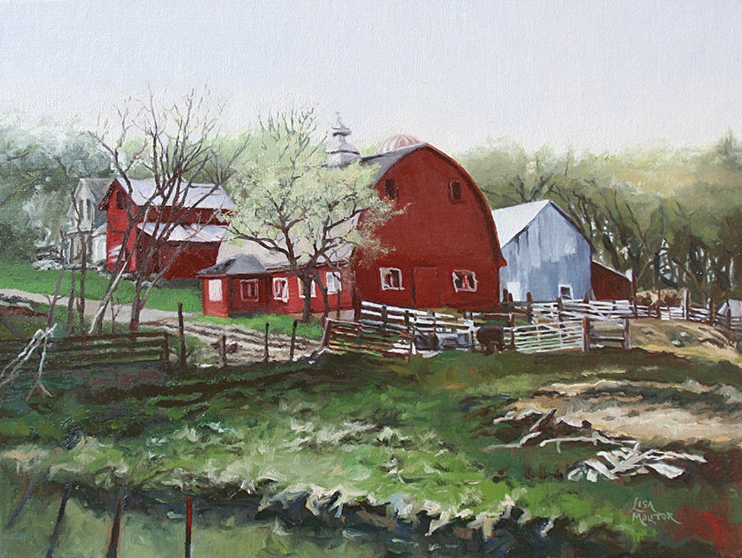 Farm Painting, Barn Painting, Farm Art Print, Barn Art Print, Red Barn ...